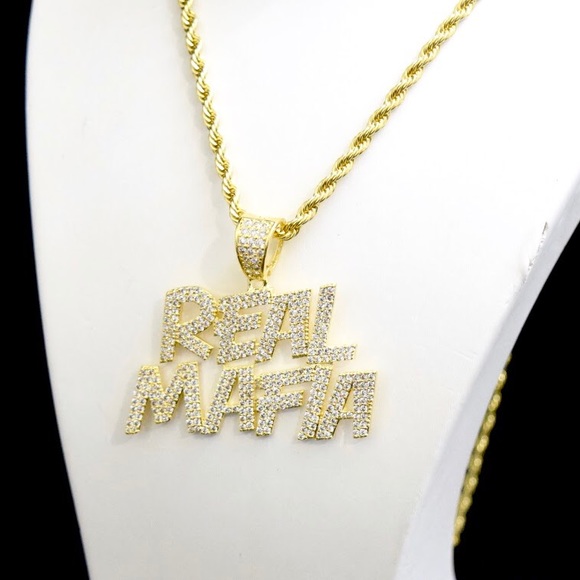 JewelryHq | Accessories | 4k Gold Finish Lab Diamond Real Mafia Charm ...